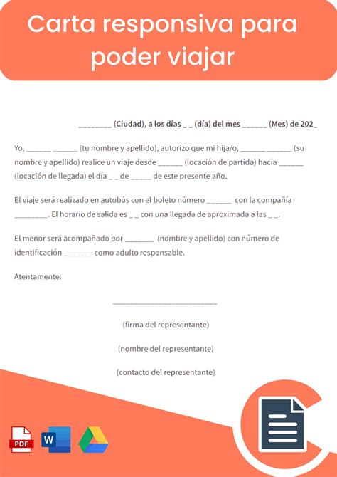 Carta Responsiva Para Poder Viajar Online Word Pdf