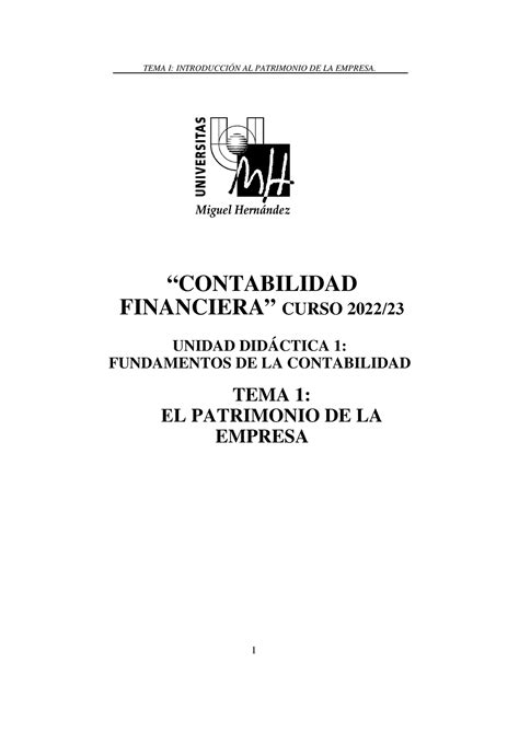 Tema Contabilidad Apuntes Tema Contabilidad Financiera Curso