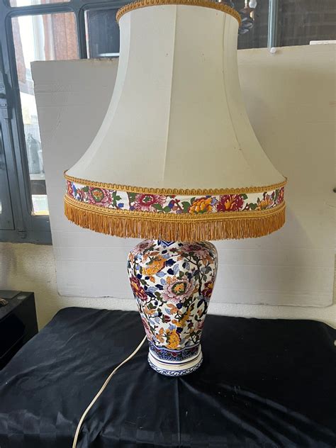 Proantic Lampe En Faïence De Gien Décor Aux Pivoines Polychrome