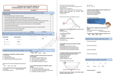 1 Dönem Fen Bilimleri 7 Sınıf 2 Yazılı Soruları 20212 2022 HangiSoru
