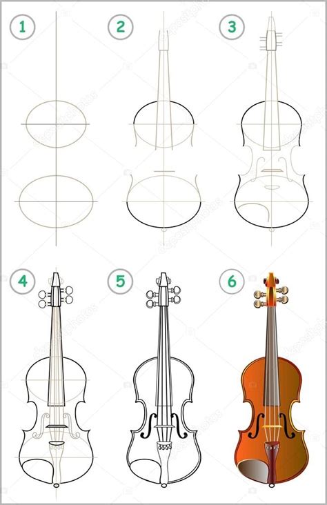 La página muestra cómo aprender paso a paso a dibujar un violín