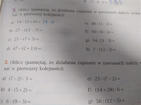 Oblicz pamiętaj że działania zapisane w nawiasach należy wykonać w