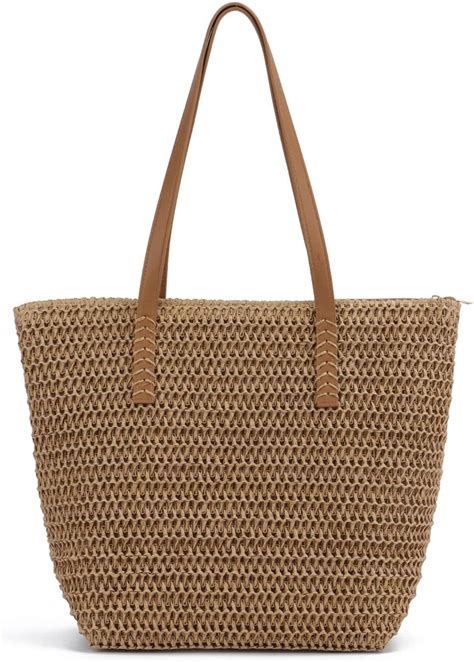 MaoXinTek Strohtaschen Damen Stroh Handtasche Sommer Handarbeit