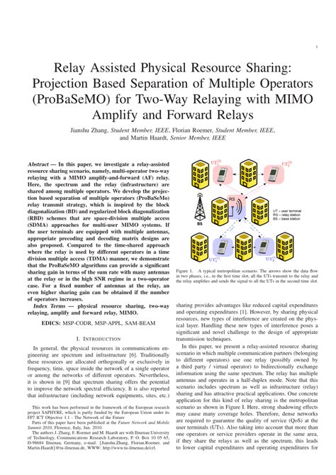 pdf relay assisted physical resource sharing projection based separation of multiple