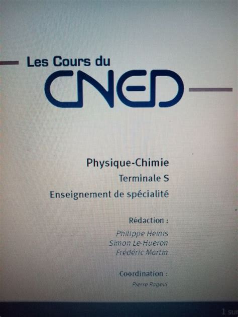 les cours du CNED Physique chimie spécialité Terminale S
