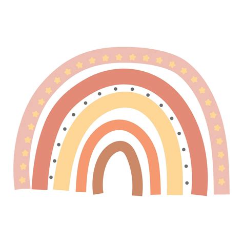 arco íris boho desenhados à mão lindo conjunto em tons pastel e