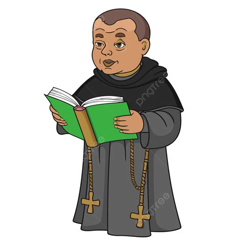 Martin Luther Clipart Padre Dos Desenhos Animados Lendo Um Livro Vetor