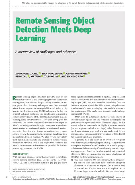 pdf remote sensing object detection meets deep learning a metareview of challenges and advances
