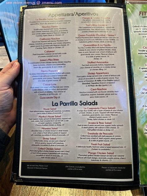 Online Menu Of La Parrilla Restaurant Modesto California Zmenu