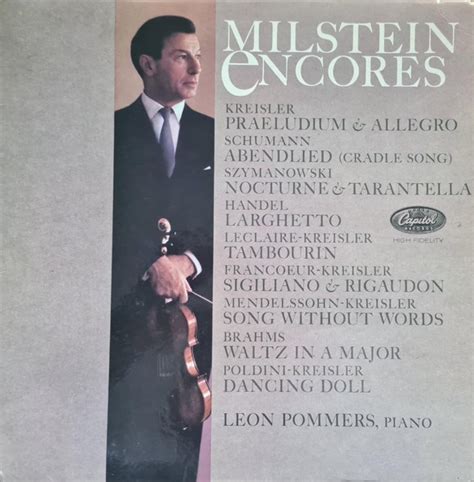 Nathan Milstein Leon Pommers Milstein Encores Vinyl LP Album