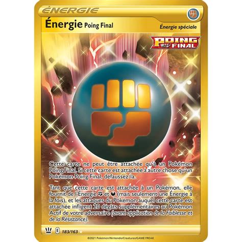 Énergie Poing Final 183 163 Joyau Secrète rare de l extension Pokémon