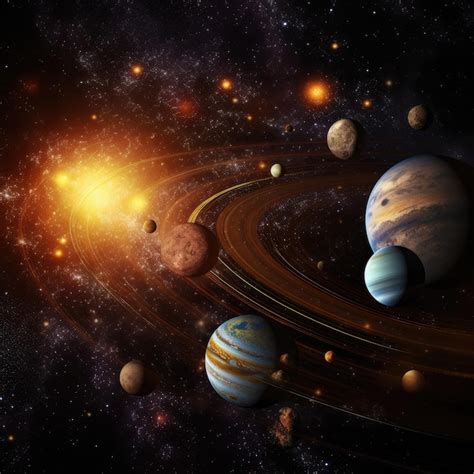 Planetas del sistema solar en el espacio cósmico oscuro Foto Premium