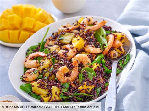 Salade De Riz Noir Aux Crevettes Ananas Et Mangue Facile Et Rapide