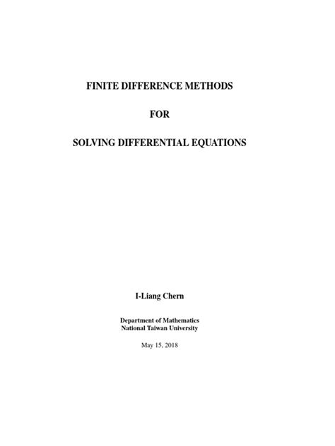 finite difference methods i liang chern pdf finite difference recurrence relation
