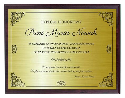 Dyplom z życzeniami prezent na Dzień Nauczyciela ERLI pl