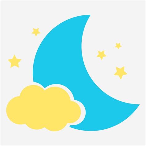 Luna Creciente Con Nubes Y Estrellas Vector Premium