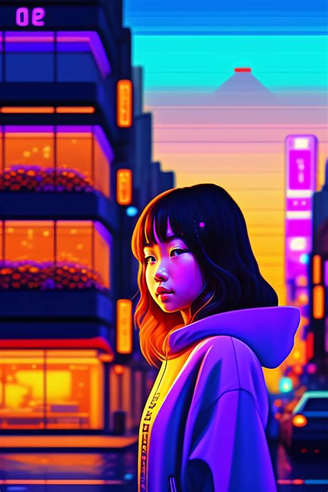 Lexica Detailed Pixel Art Scene Of Tokyo Girl At Night City At Night