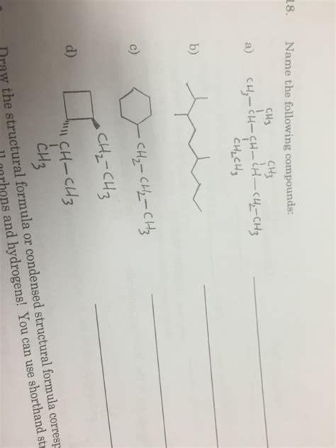 Solved Name The Following Compounds Draw The Structural Chegg