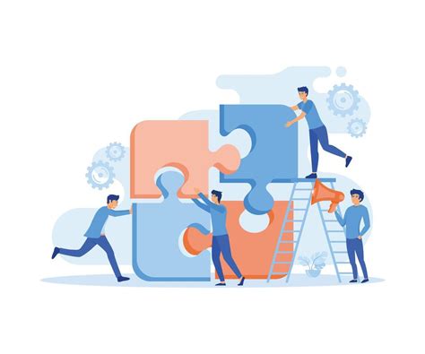 Teamwork Concept People Connecting Puzzle Elements Cooperation