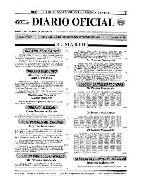 Diario Oficial de la República de El Salvador