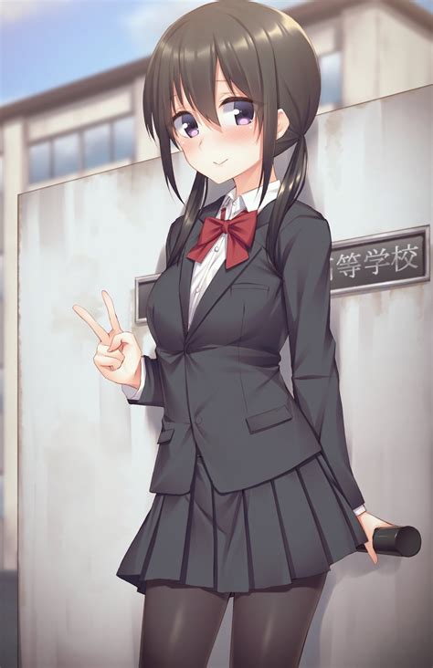 Fondos De Pantalla Anime Chicas Anime Cabello Negro Uniforme