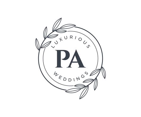 PA Initials Letter Wedding Monogram Logos Template Hand Drawn Modern