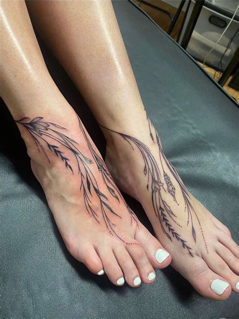 Leafy Feet Tattoos In 2022 Foot Tattoos Tattoos Foot Tattoo