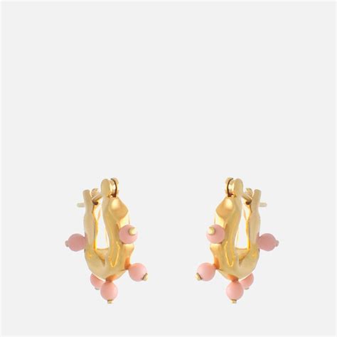 Joanna Laura Constantine Mini Wave Enamel and Gold Tone Hoop Earrings 免邮