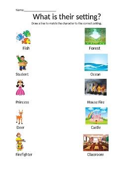Identifying Story Setting Worksheets