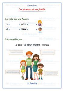 Les membres de la famille Exercices Le français du primaire