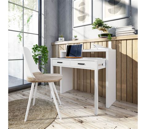 Bureau extensible 2 tiroirs OPTIMUM blanc Bureau Secrétaire BUT