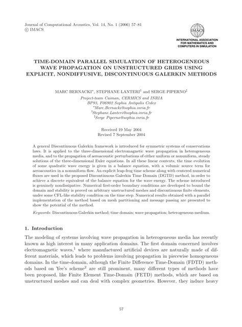 pdf time domain parallel simulation of heterogeneous wave propagation on unstructured grids