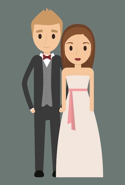 Linda Pareja Matrimonio Hombre Y Mujer Icono De Dibujos Animados The