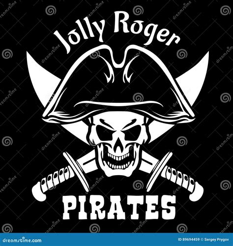 Pirates Jolly Roger Symbol Vector Poster Of Skull With Pirate Eye