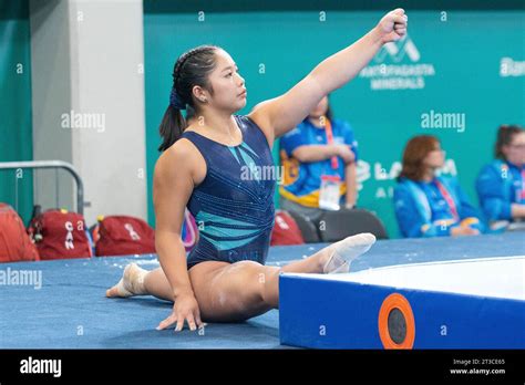 October 19 2023 Cassie Lee Of Canada Stretches During The Artistic Gymnastics Womenâ€™s Podium