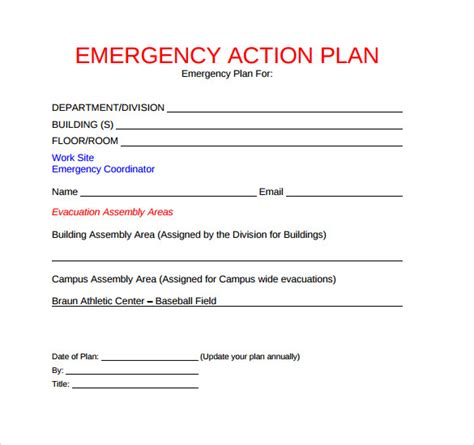 Emergency Action Plan Template