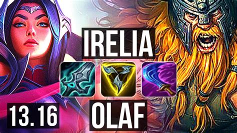 IRELIA Vs OLAF TOP 6 Solo Kills 1 0M Mastery Dominating EUW