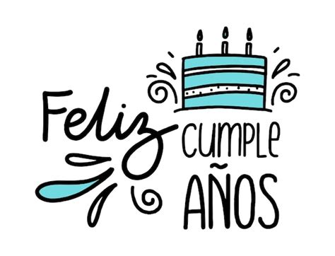 Premium Vector Happy Birthday In Spain Lettering In Spanish With Cake