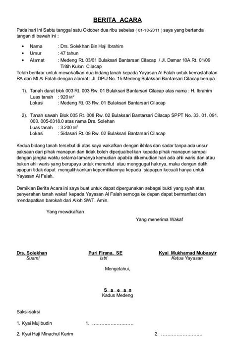 Contoh Surat Berita Acara Penghapusan Hutang Contoh Surat
