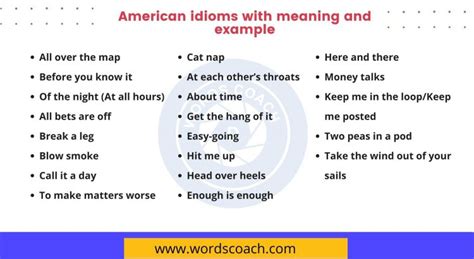 American Idioms With Meaning And Example Word Coach