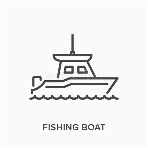 ícone De Linha Reta Do Barco De Pesca Ilustração Dos Contornos Dos
