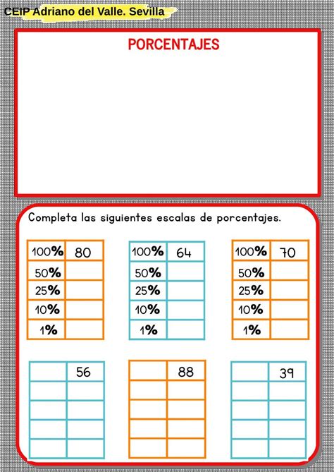 Ejercicios De Porcentajes Liveworksheets