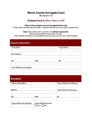 Morris County Surrogate Forms Fill Online Printable Fillable Blank
