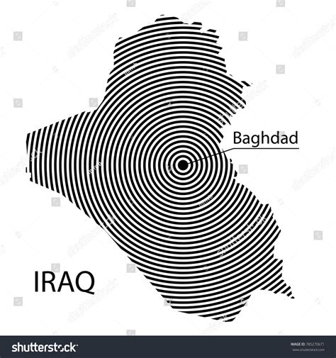 Map Iraq Abstract Black White Striped Stock Vector Royalty Free