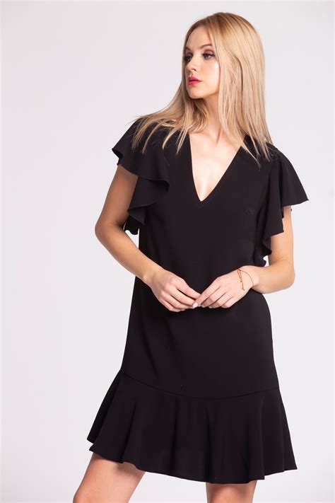 Czarna Sukienka Koktajlowa Megan Z Falban Swing Swing Fashion Store