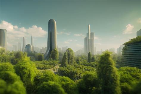 Premium Photo Green Utopia Futuristic City Skyline Environmentalism