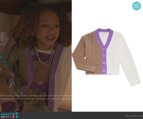 WornOnTV Alice Colorblock Cable Knit Cardigan On Ravens Home Mykal