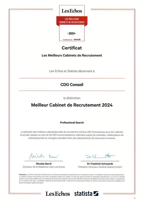 Palmarès 2024 Meilleurs cabinets de recrutement CDG Conseil