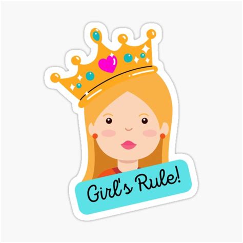 Girls Rule Girl With Crown Blonde Hair Sticker By Happyrocks Redbubble