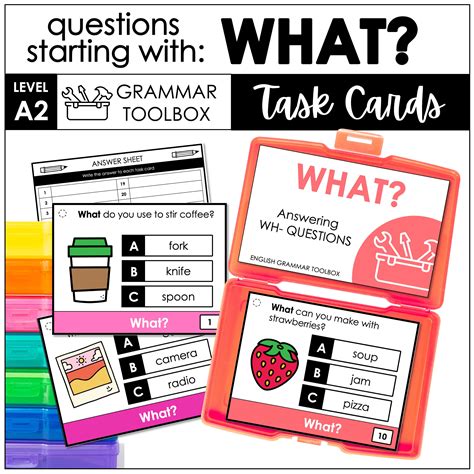 What Questions Wh Question Word Comprehension Task Cards Made By